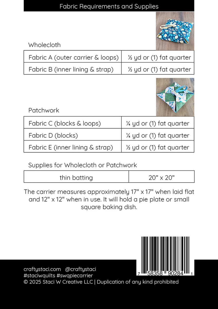 Pie Carrier Pattern – the-sew-op